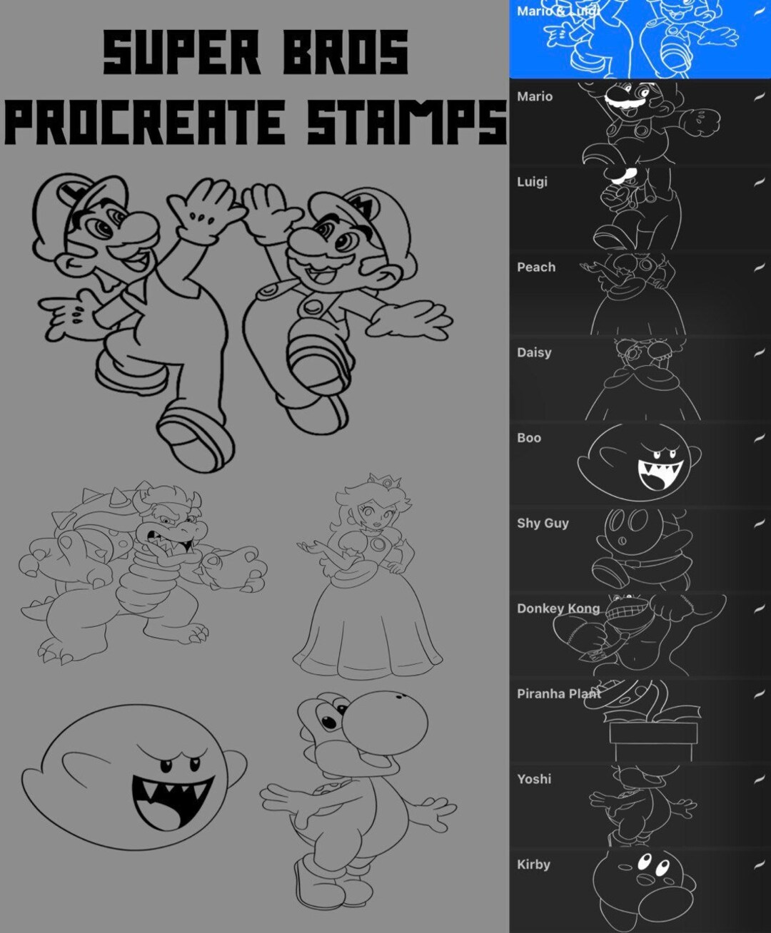 Super Mario Procreate Stamps - Etsy