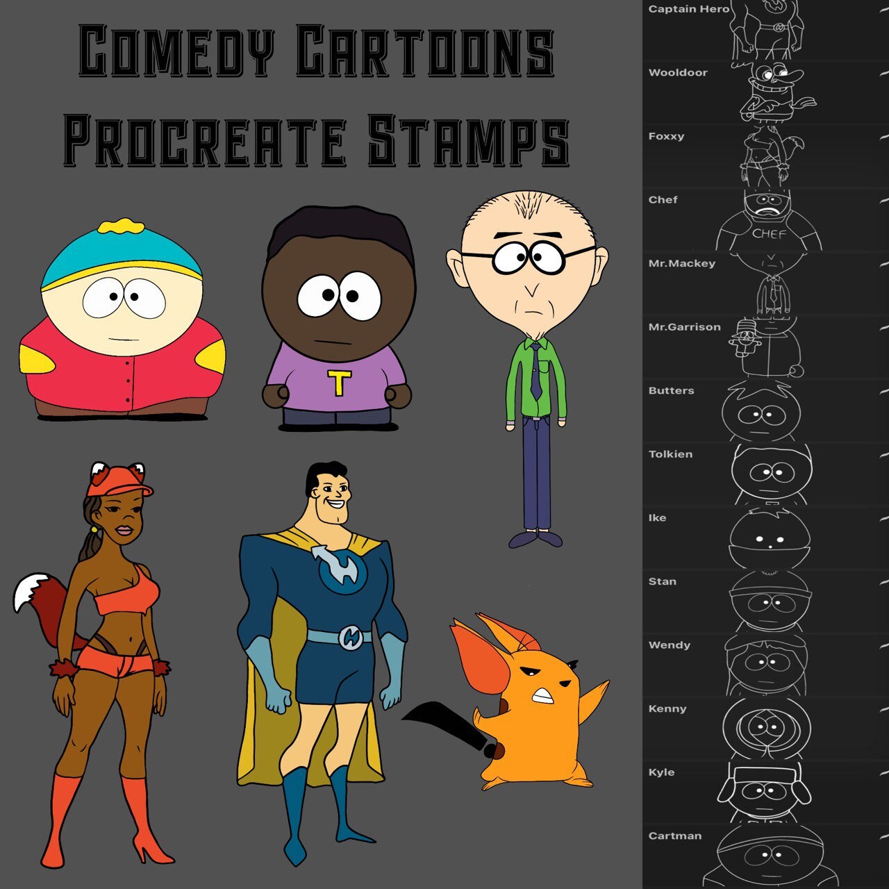 Comedy Cartoon Procreate Stamps - Etsy