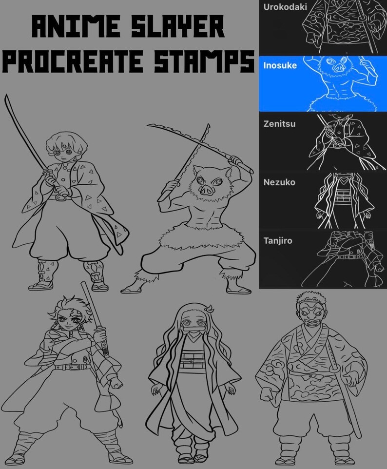 Anime Slayer Procreate Stamps - Etsy