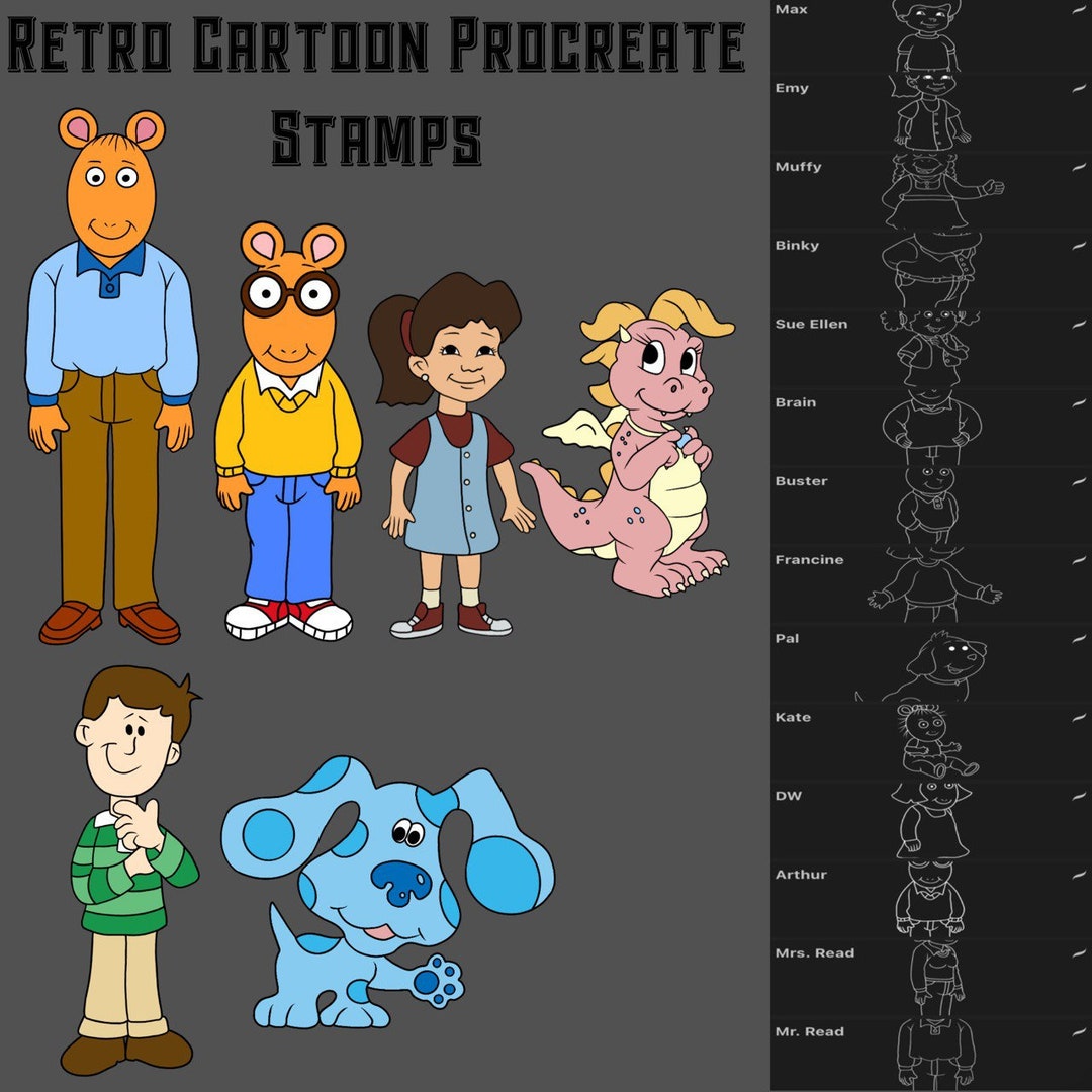Retro Cartoon Procreate Stamps - Etsy
