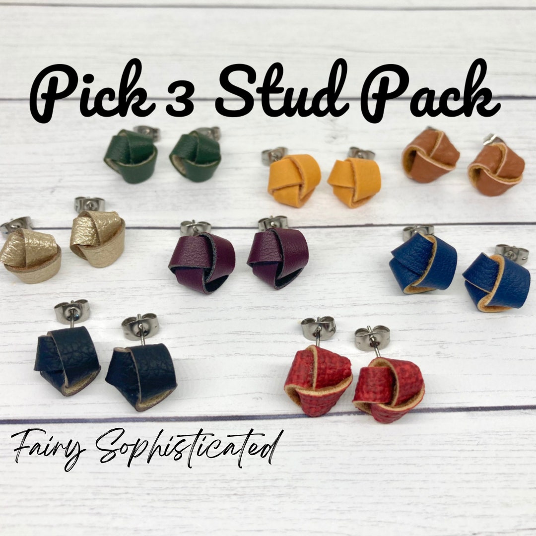 Build Your Own Stud Pack Pick 3 Leather Knot Stud Pack - Etsy