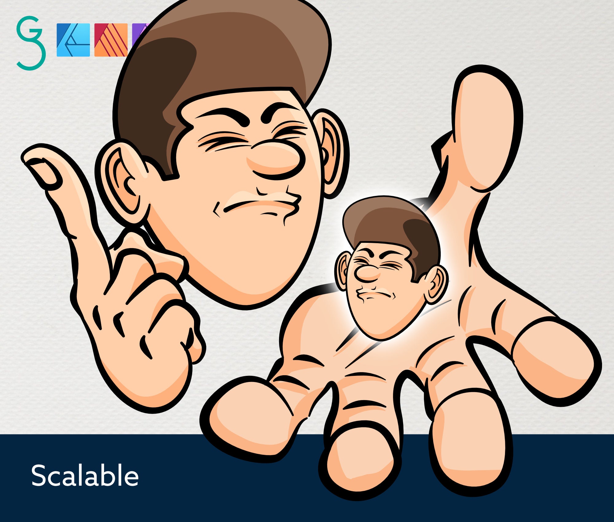 Cartoon Faces and Hands Vector Assets - Affinity - Etsy