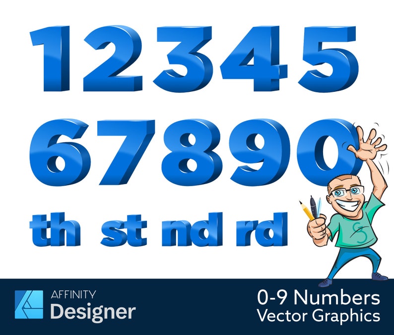 0-9 Vector Numbers 3D Look - Affinity Designer - Etsy