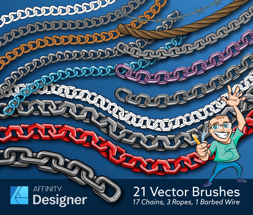 21 Vector Brushes for Affinity Designer - Chains, Rope, Barbed Wire - Etsy