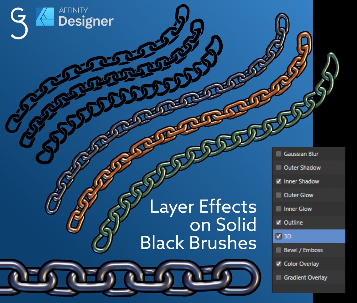 21 Vector Brushes for Affinity Designer - Chains, Rope, Barbed Wire - Etsy