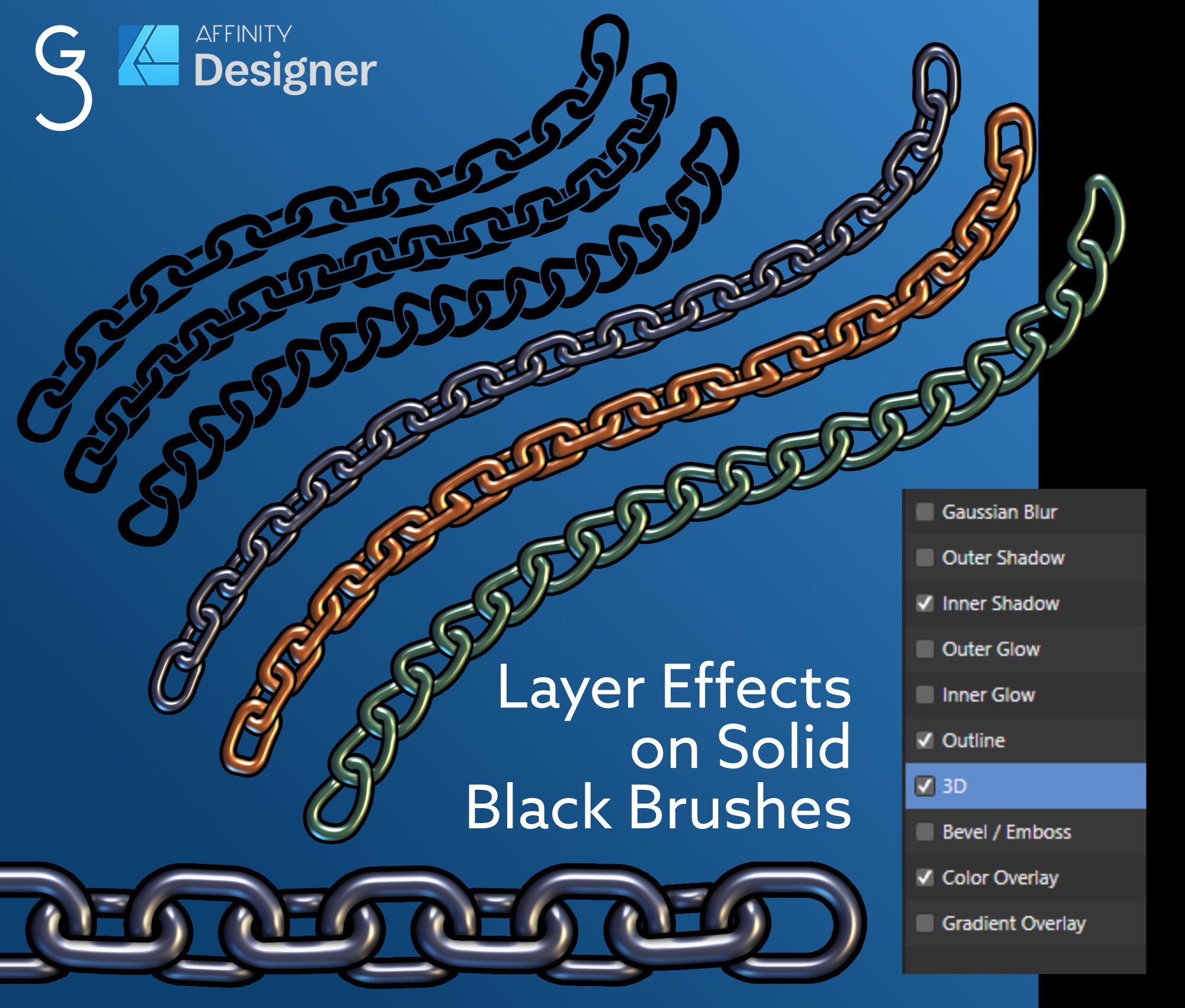 21 Vector Brushes for Affinity Designer - Chains, Rope, Barbed Wire - Etsy
