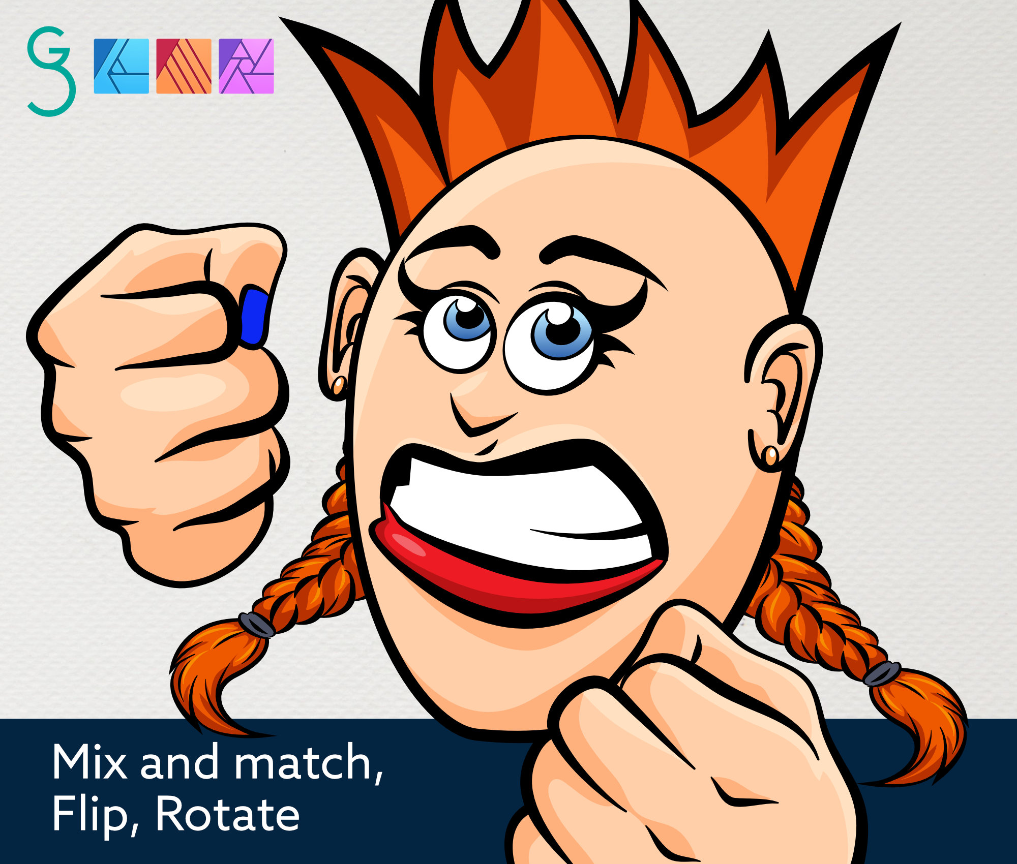 Cartoon Faces and Hands Vector Assets 2 Affinity - Etsy