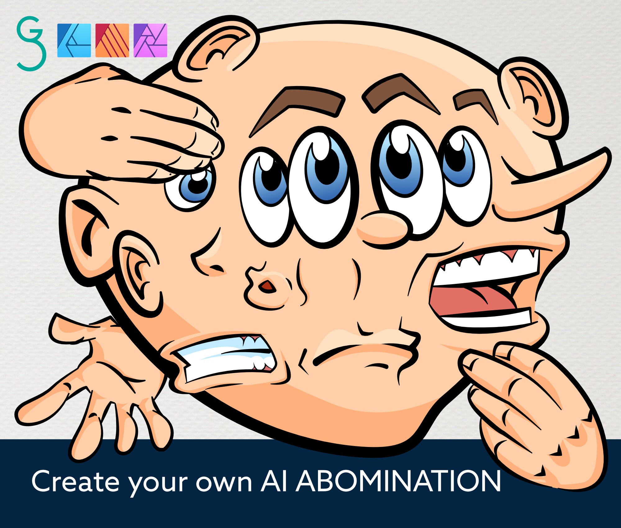 Cartoon Faces and Hands Vector Assets - Affinity - Etsy