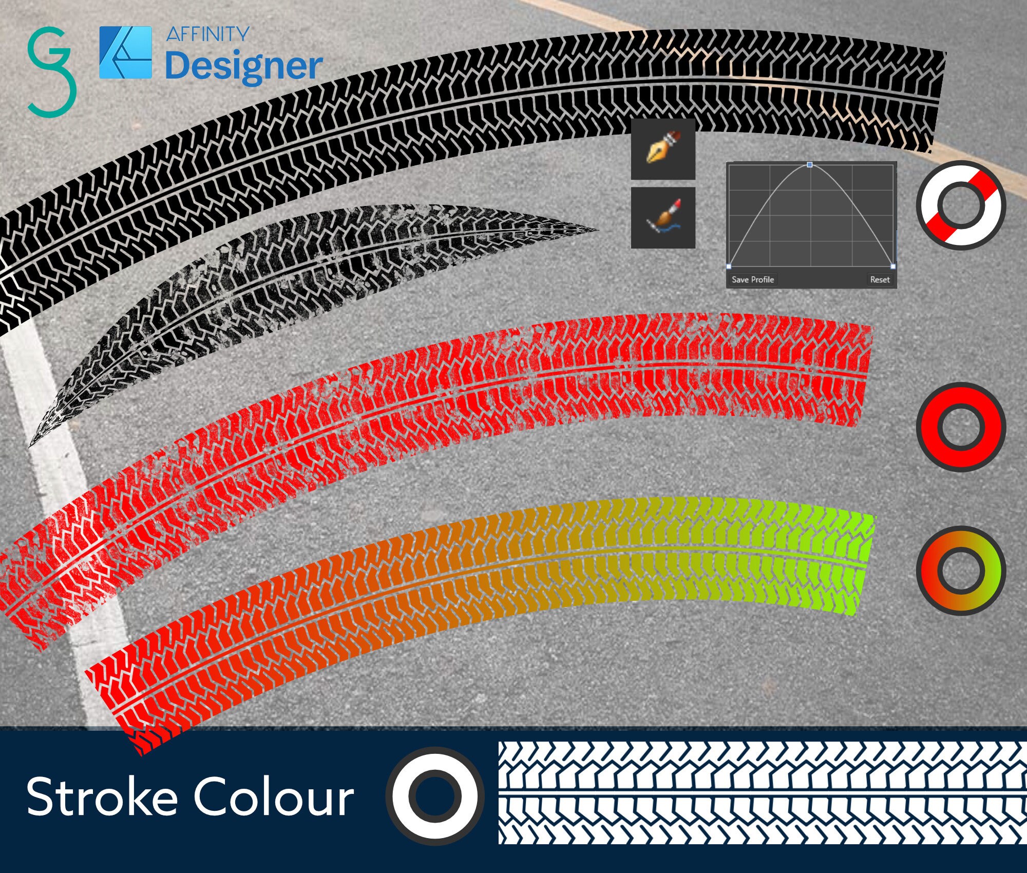 8 Tyre Track Textures - Vector Brushes for Affinity Designer - Etsy