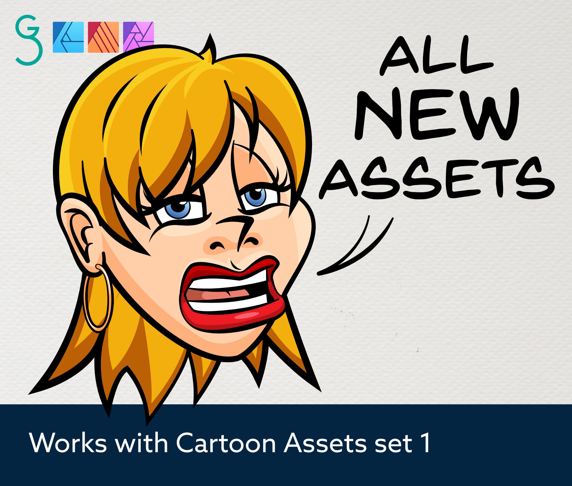 Cartoon Faces and Hands Vector Assets 2 - Affinity - Etsy