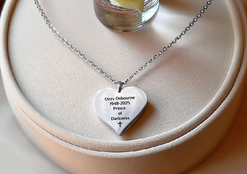 Engraved Ozzy Osbourne Heart Necklace – 316L Stainless Steel Tribute ...