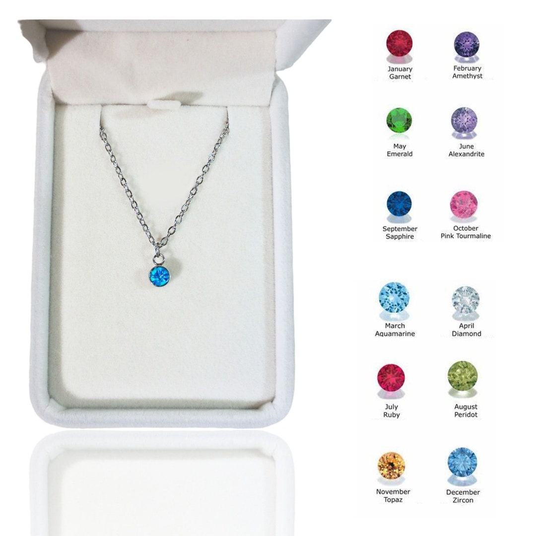 Personalized Birthstone Charm Necklace, Children Birthstone Necklace ...