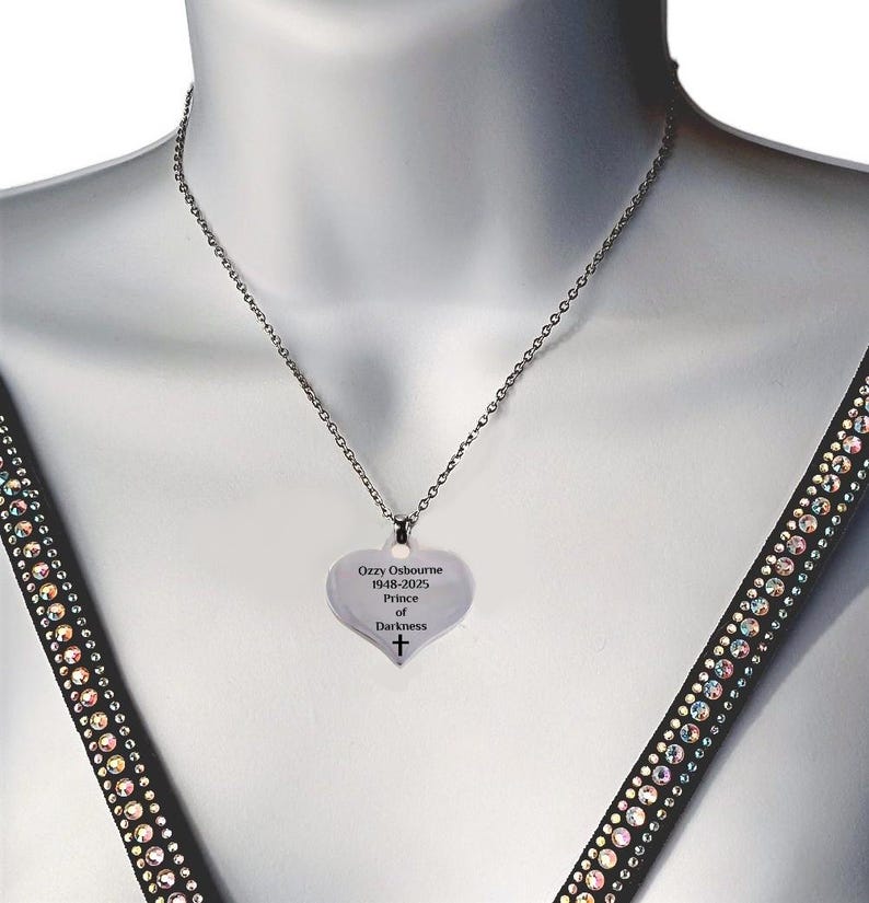 Engraved Ozzy Osbourne Heart Necklace – 316L Stainless Steel Tribute ...