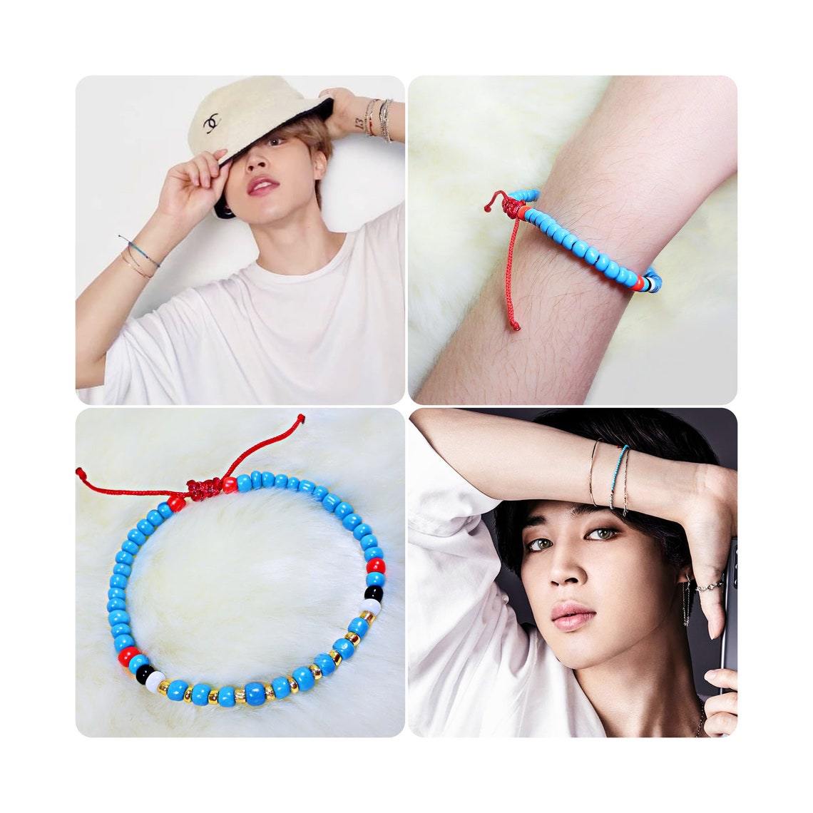 BTS Jimin Inspired Bracelet. Jimin Style Blue Beaded Bracelet. Blue Beaded Bracelet for BTS Army ...