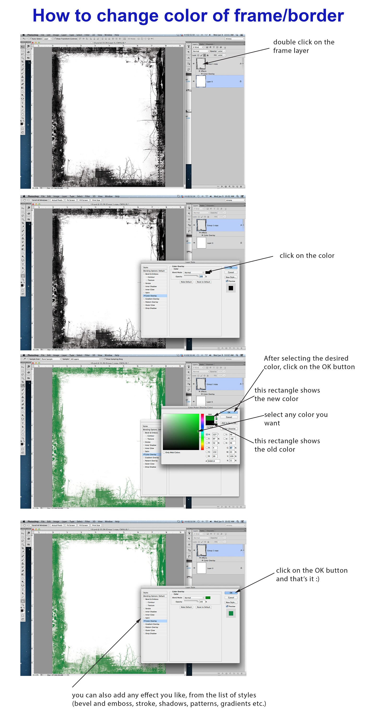 Grunge/urban Digital Borders/frames, Photo Clipping Masks. Set of 5 ...