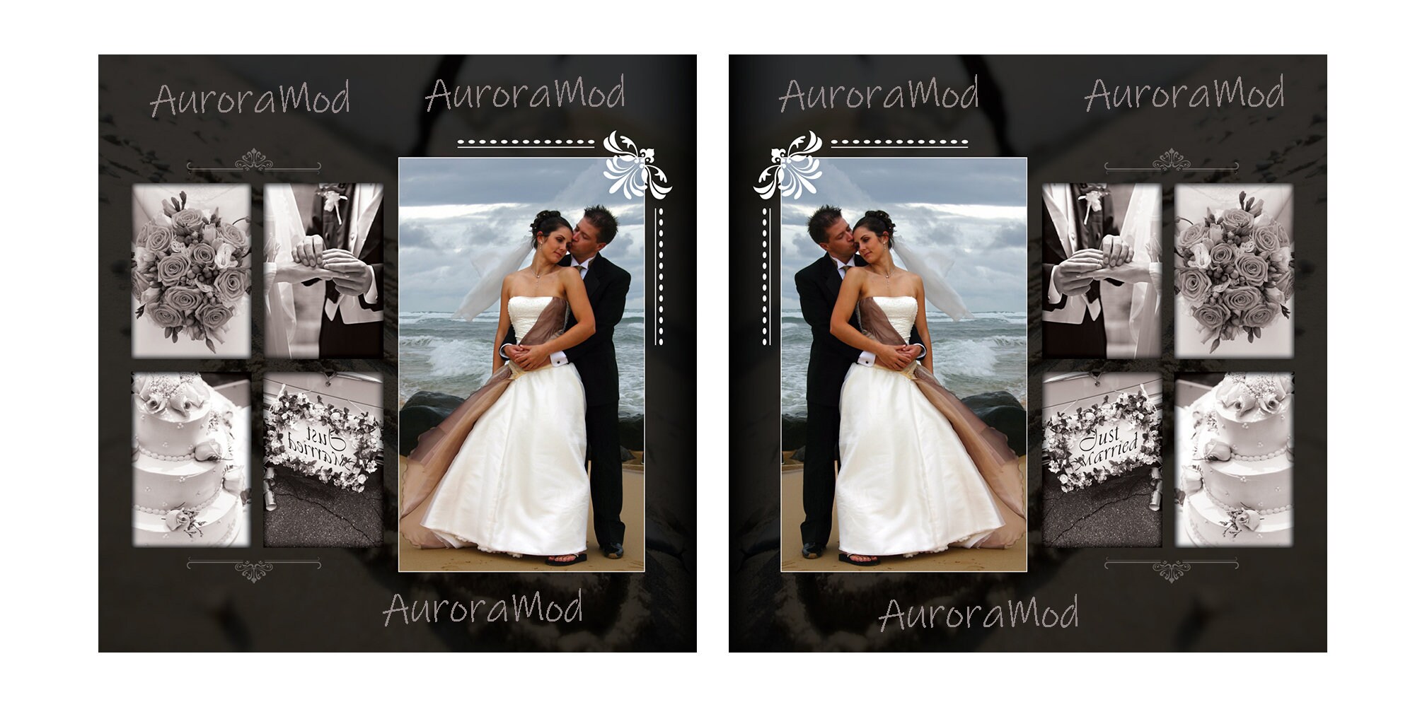 Elegant Wedding Photo Album PNG Templates, Double Page Spreads ...