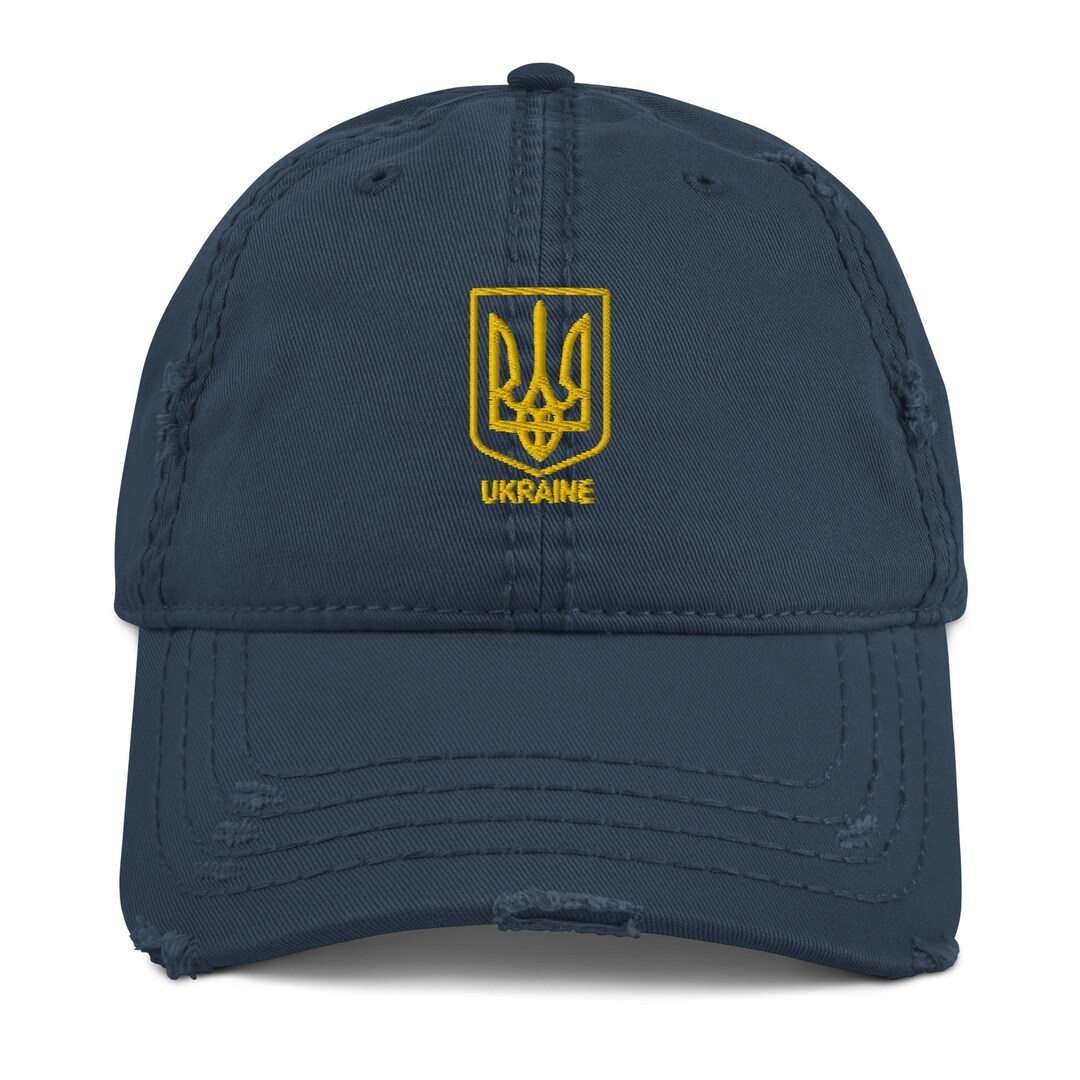 Ukraine Trident Embroidered Baseball Distressed Hat, Ukraine Coat of ...