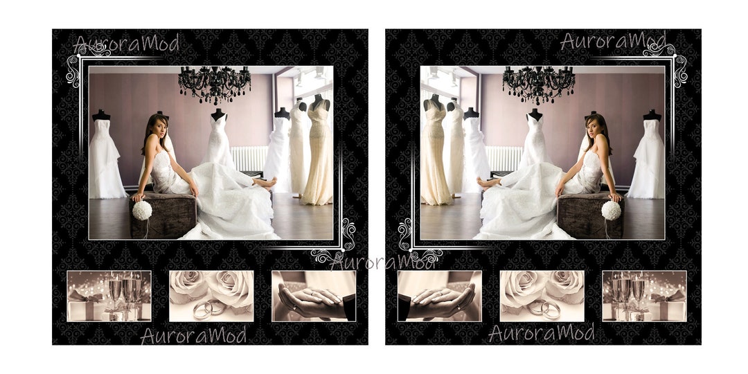 Elegant Wedding Photo Album PNG Templates, Double Page Spreads ...