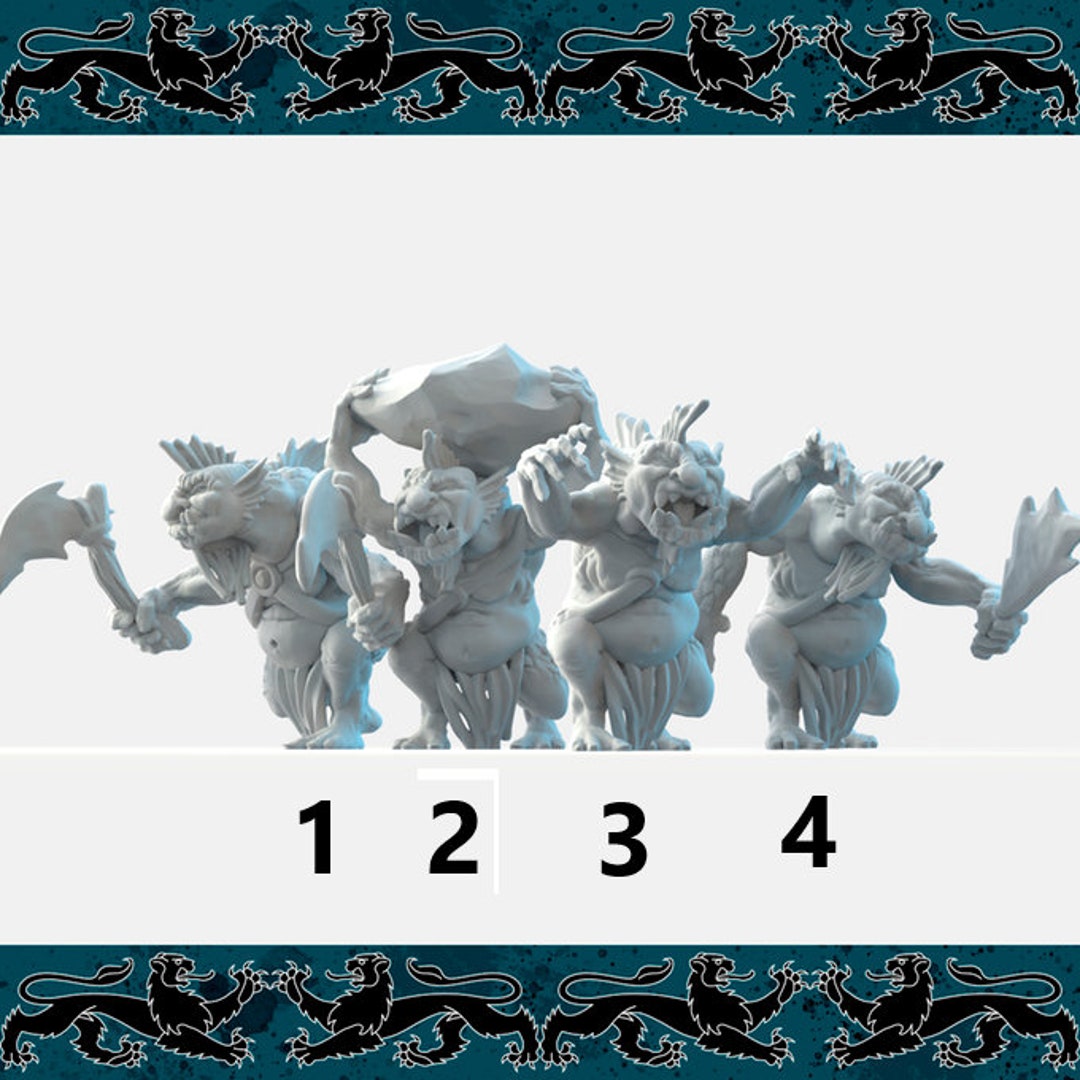 28mm 4 Styles of River Troll Dnd Miniatures Dungeons & Dragons ...