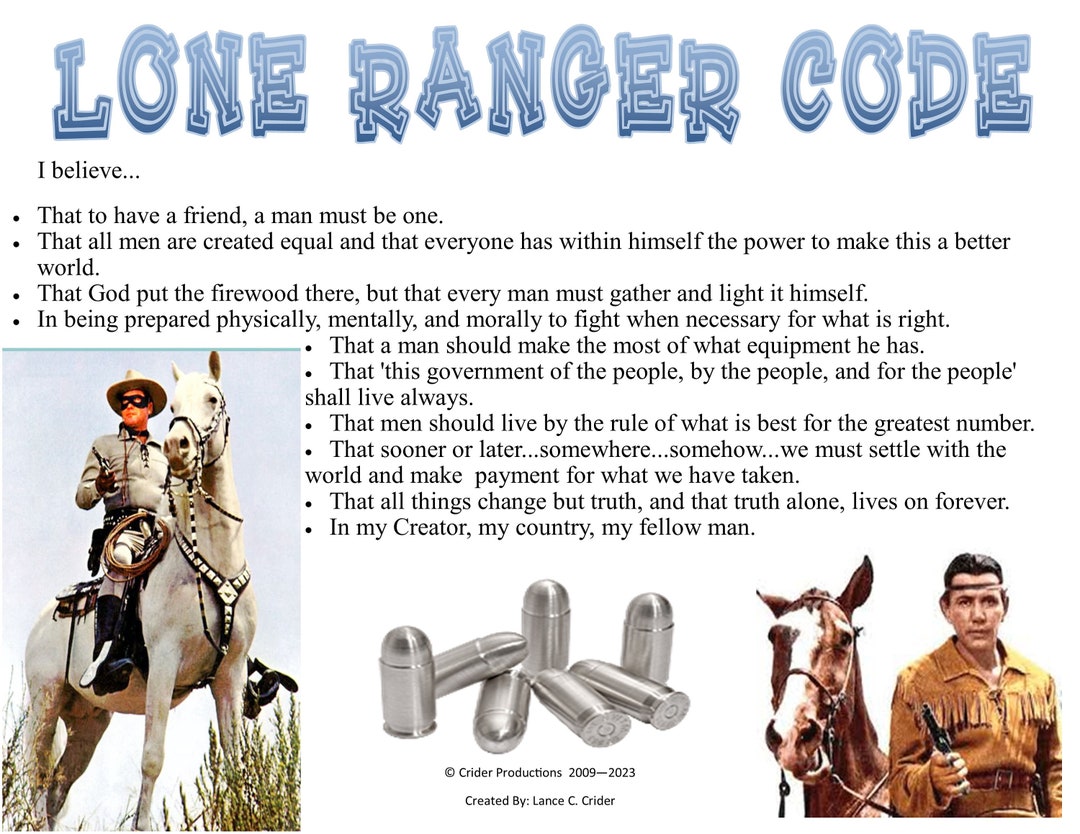 Lone Ranger's Code of Honor - Etsy
