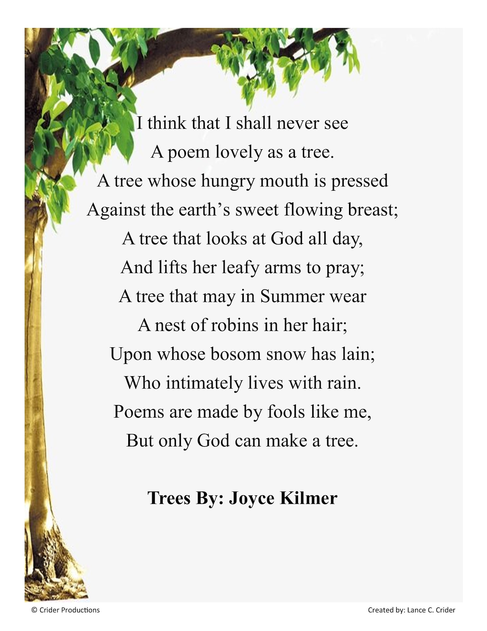 Trees Poem - Etsy