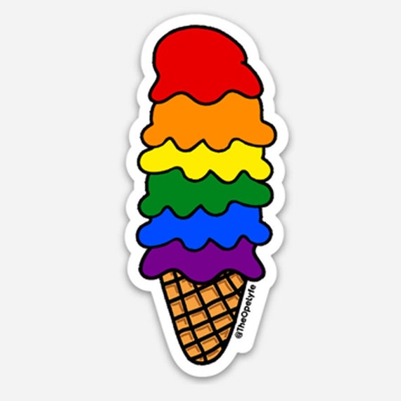 Rainbow Ice Cream Cone Sticker | Etsy