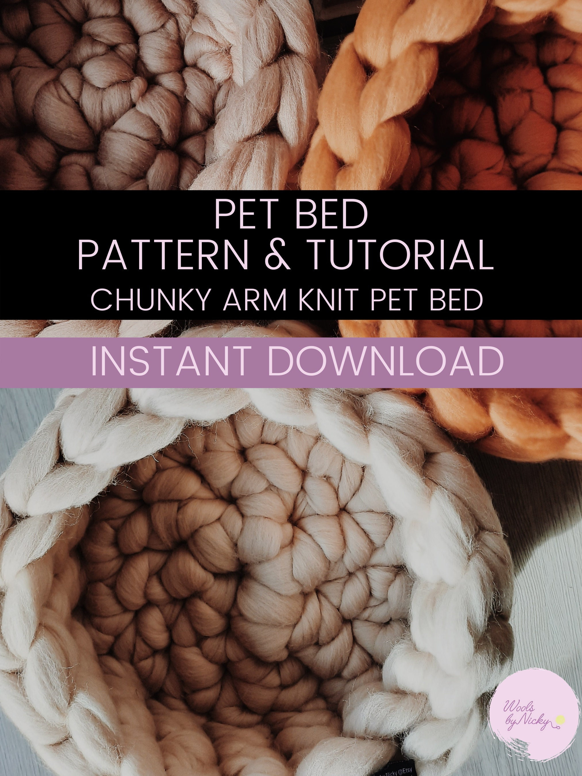 Pet Bed Video Tutorial & Written Knitting Pattern - Chunky Cat- or Dog ...