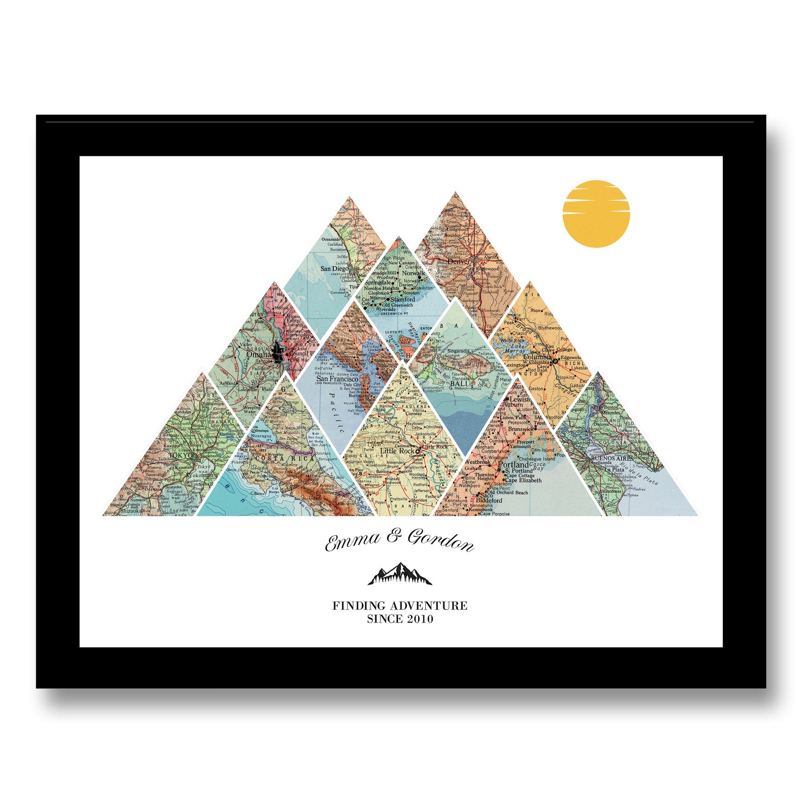 50th Wedding Anniversary Gifts Personalized Travel Map 50th Anniversary ...