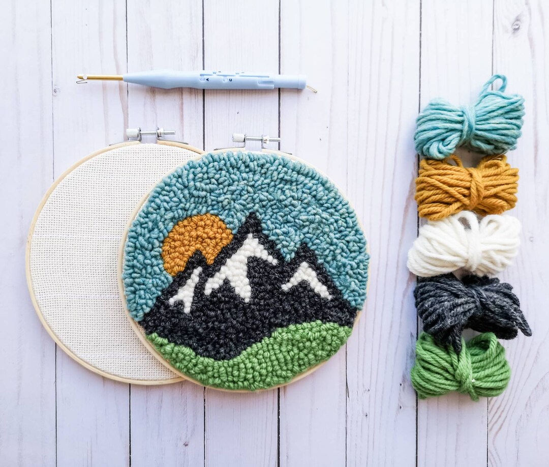 DIY Punch Needle Kit Mountain Sunrise / Learn to Punch Needle / DIY ...