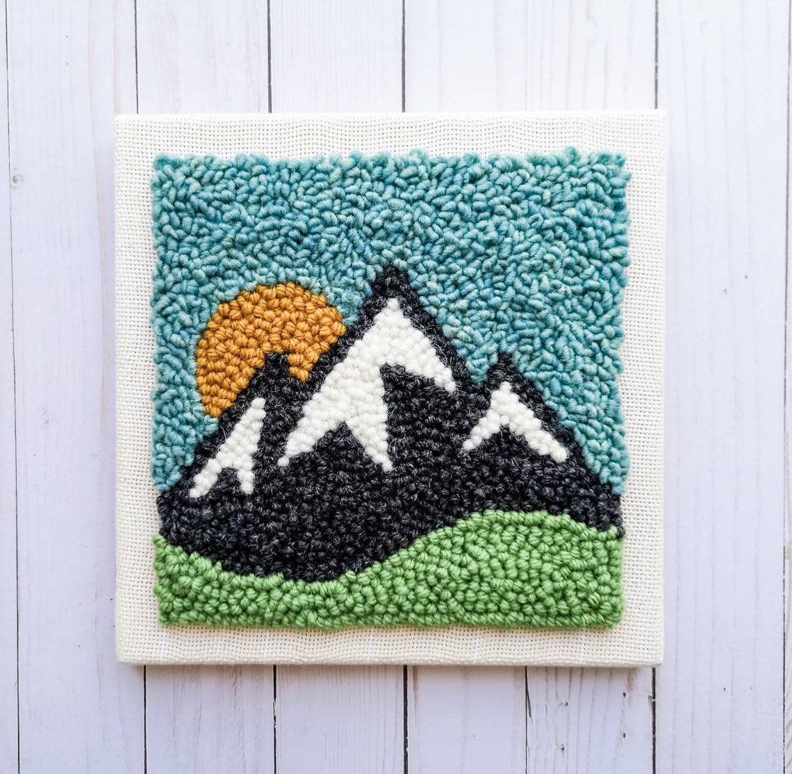 DIY Punch Needle Kit Mountain Sunrise / Learn to Punch | Etsy