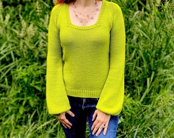 Ladies Square Neck Elbow Length Sleeve Sweater Top Summer - Etsy