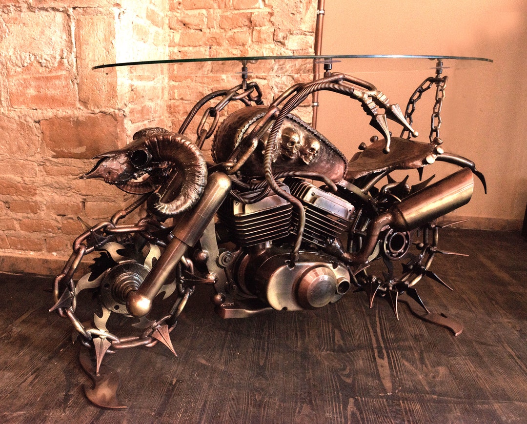 Motorcycle-shaped Table, Steampunk Table, Gothic Furniture, Custom ...