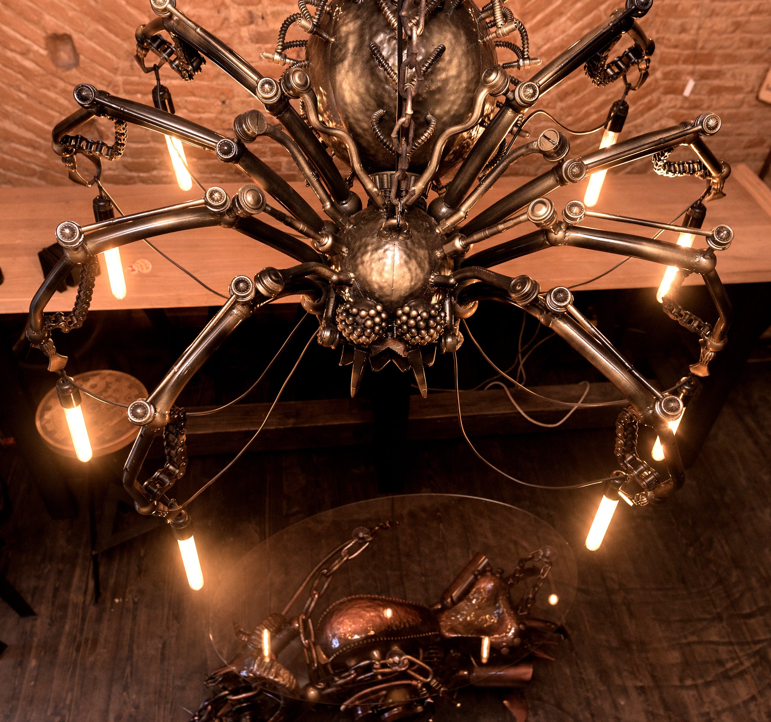 Steampunk spider lamp Edison spider Lamp in sculptures | Etsy