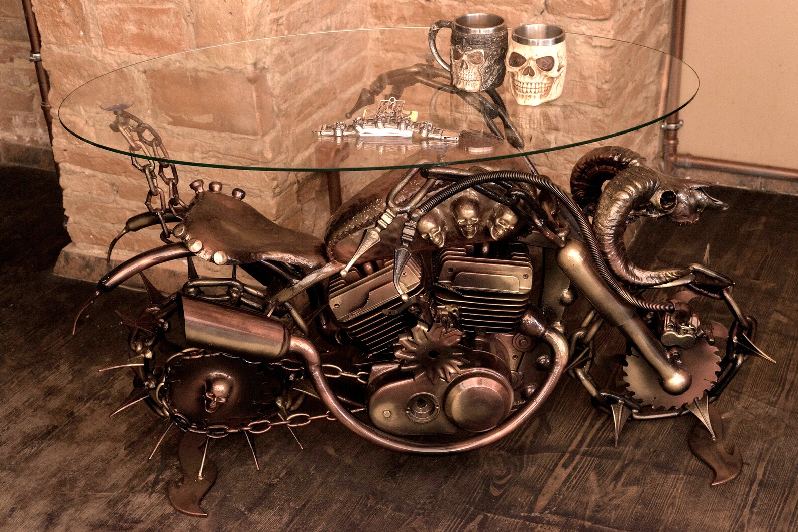 Motorcycle-shaped Table, Steampunk Table, Gothic Furniture, Custom ...
