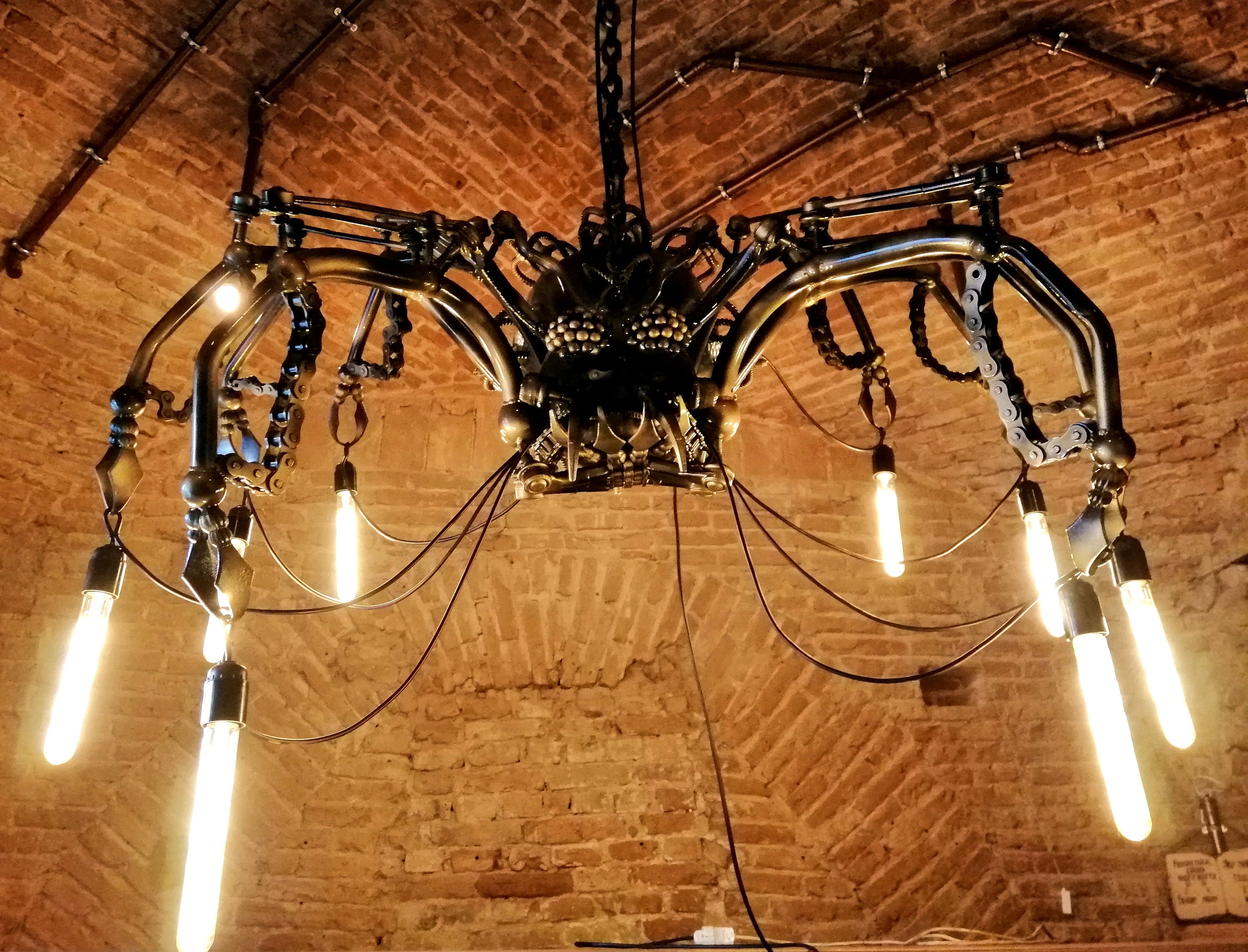 Steampunk spider lamp Edison spider Lamp in sculptures | Etsy