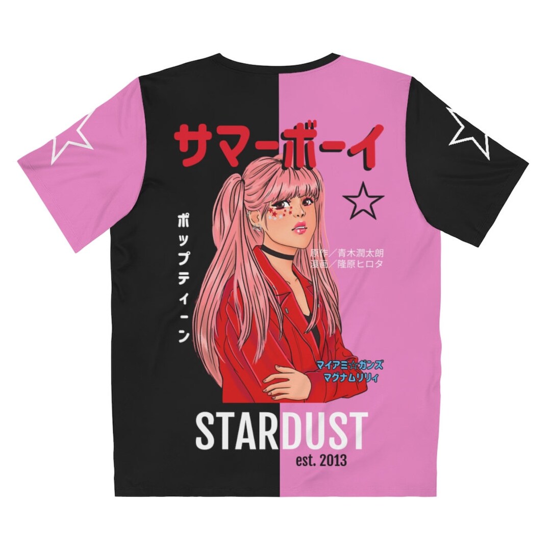 BELLE Stardust Japanese Streetwear Duo Tone Half Pink T-shirt Belle ...