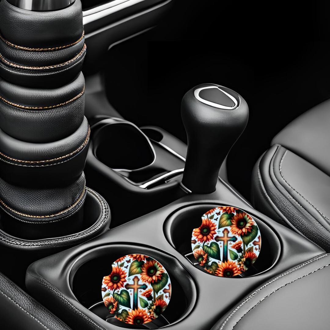 Enhance Your Car's Interior With Our Stylish Cross and Sunflower Car ...