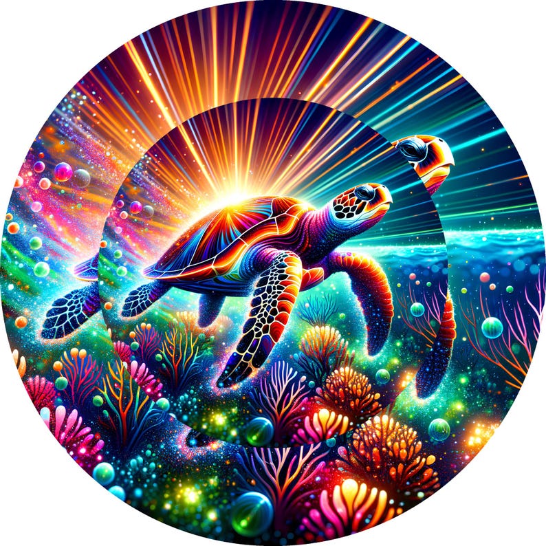 Wind Spinner Sea Turtle Glides Effortlessly Through the Crystal-clear ...