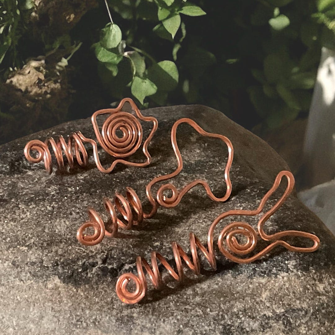Copper Loc Coils Set: Cottagecore Hair Jewelry - Mushroom, Flower ...