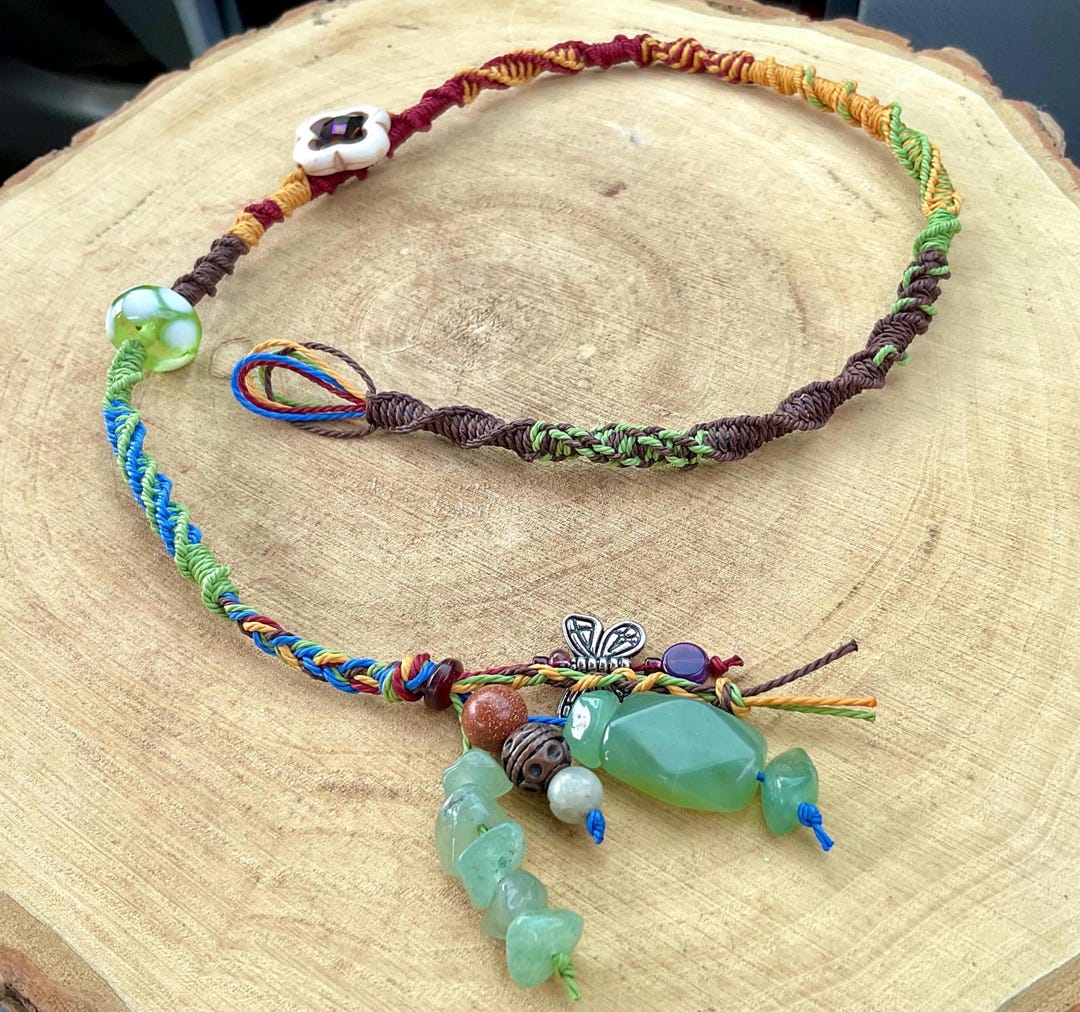 Colorful Woven Dread Wrap With Green Aventurine: Boho Hair Jewelry - Etsy