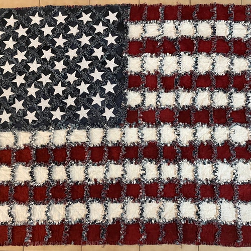 Pattern American Flag Rag Quilt - Etsy