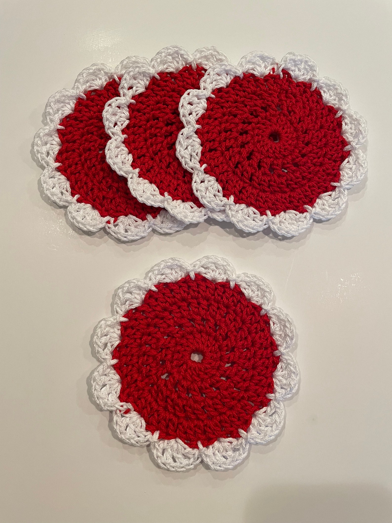 Crochet Christmas Coasters, Set of 4 Mercerized Cotton Doilies - Etsy