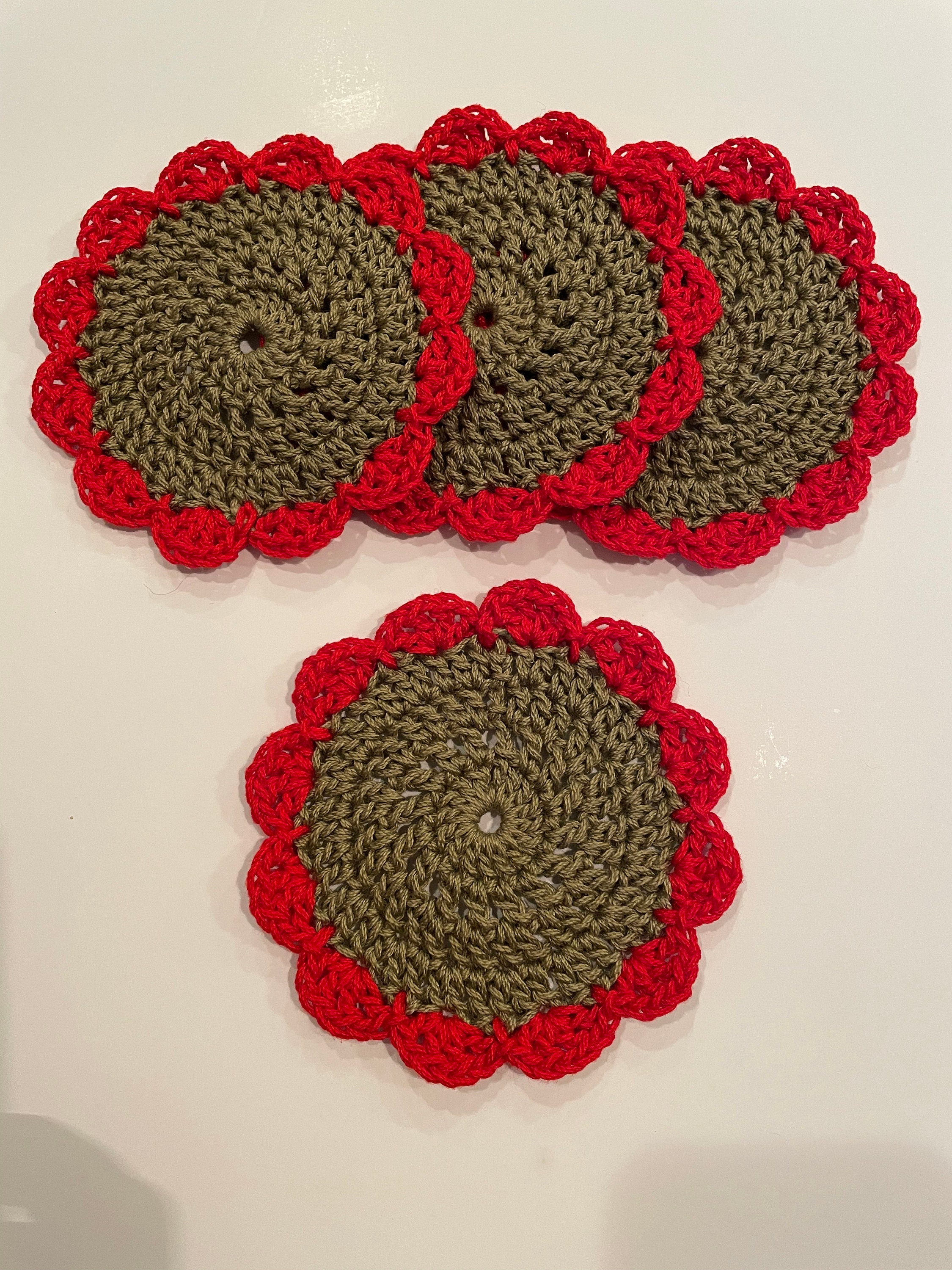 Crochet Christmas Coasters, Set of 4 Mercerized Cotton Doilies - Etsy