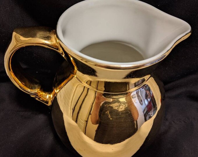 Rare Early HALL Golden Glo Water Pitcher 22 Carat Gold - Etsy