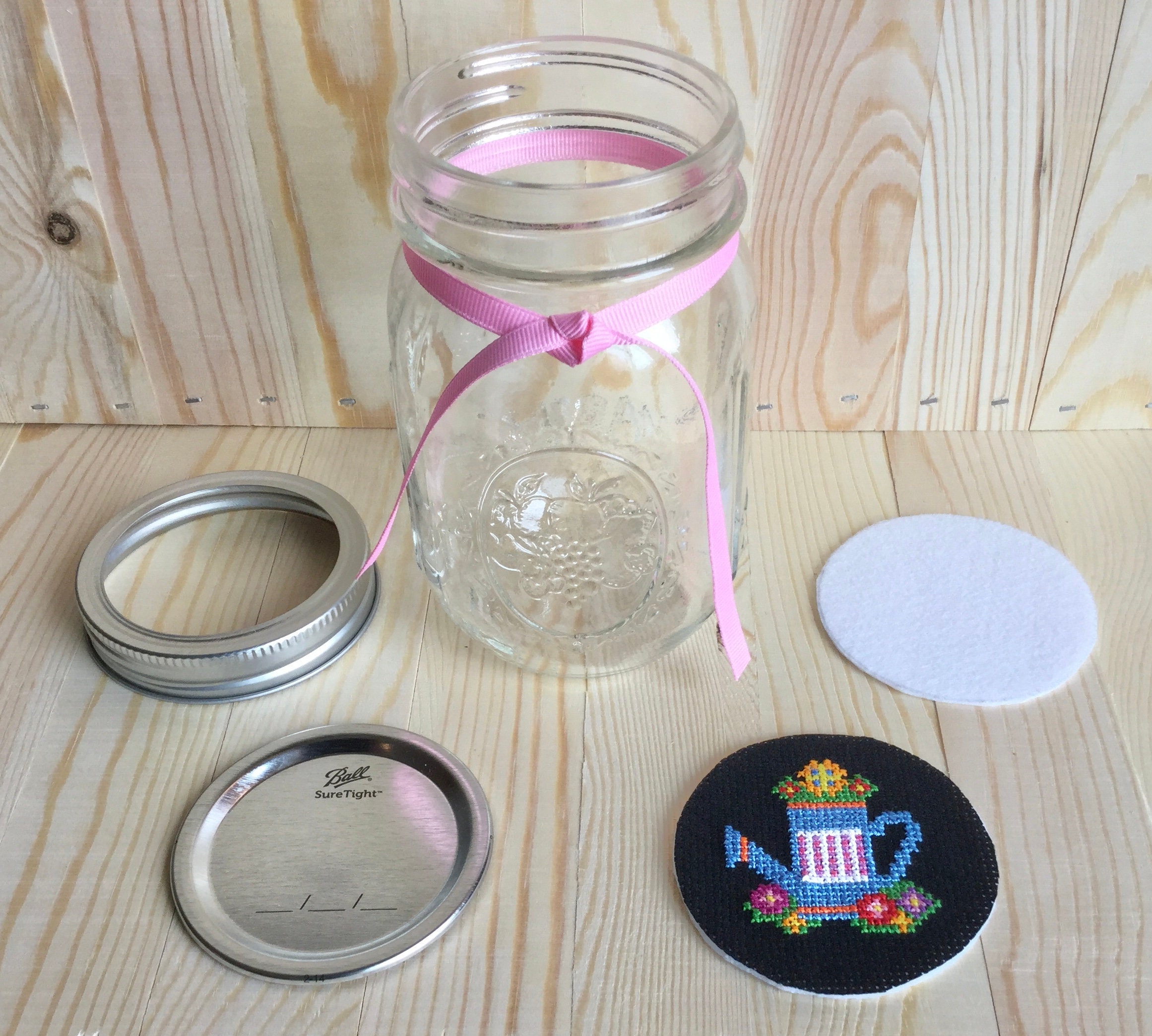 Spring Edition: Watering Can With Flowers - a Cross-stitch Mason Jar ...