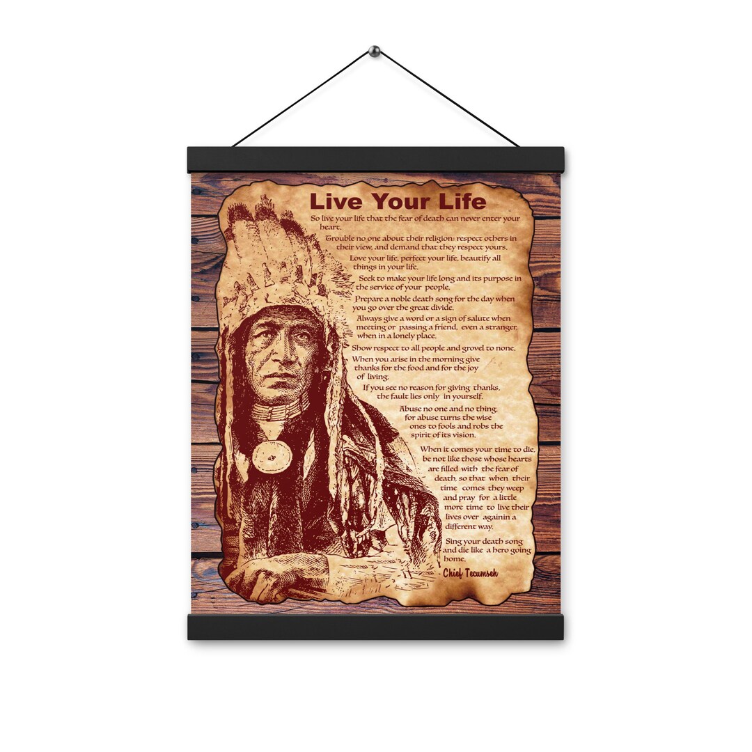 Chief Tecumseh Poem Poster With Wooden Hangers (12x16 Inches) - Etsy