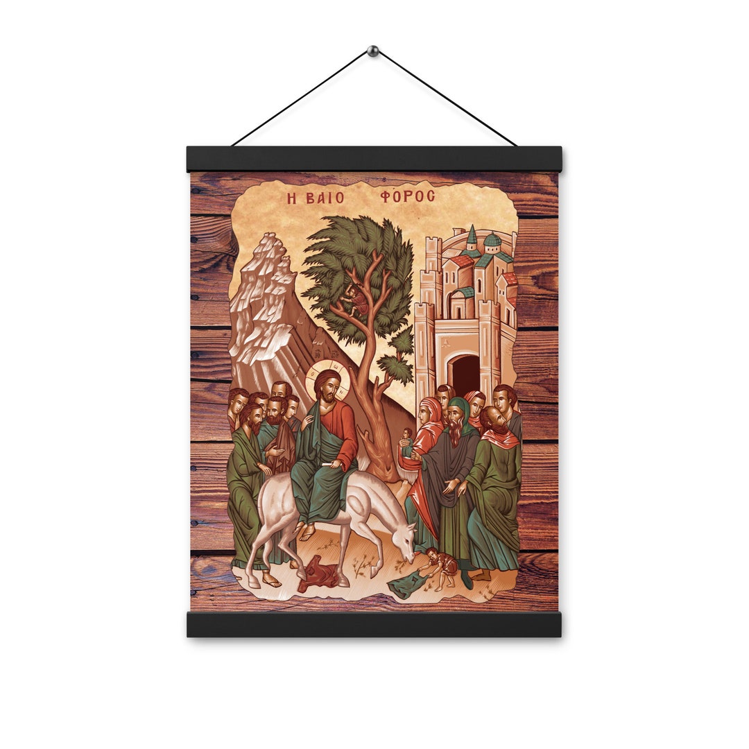 Jesus Christ Entry Into Jerusalem Icon Poster With Hangers (12x16 ...