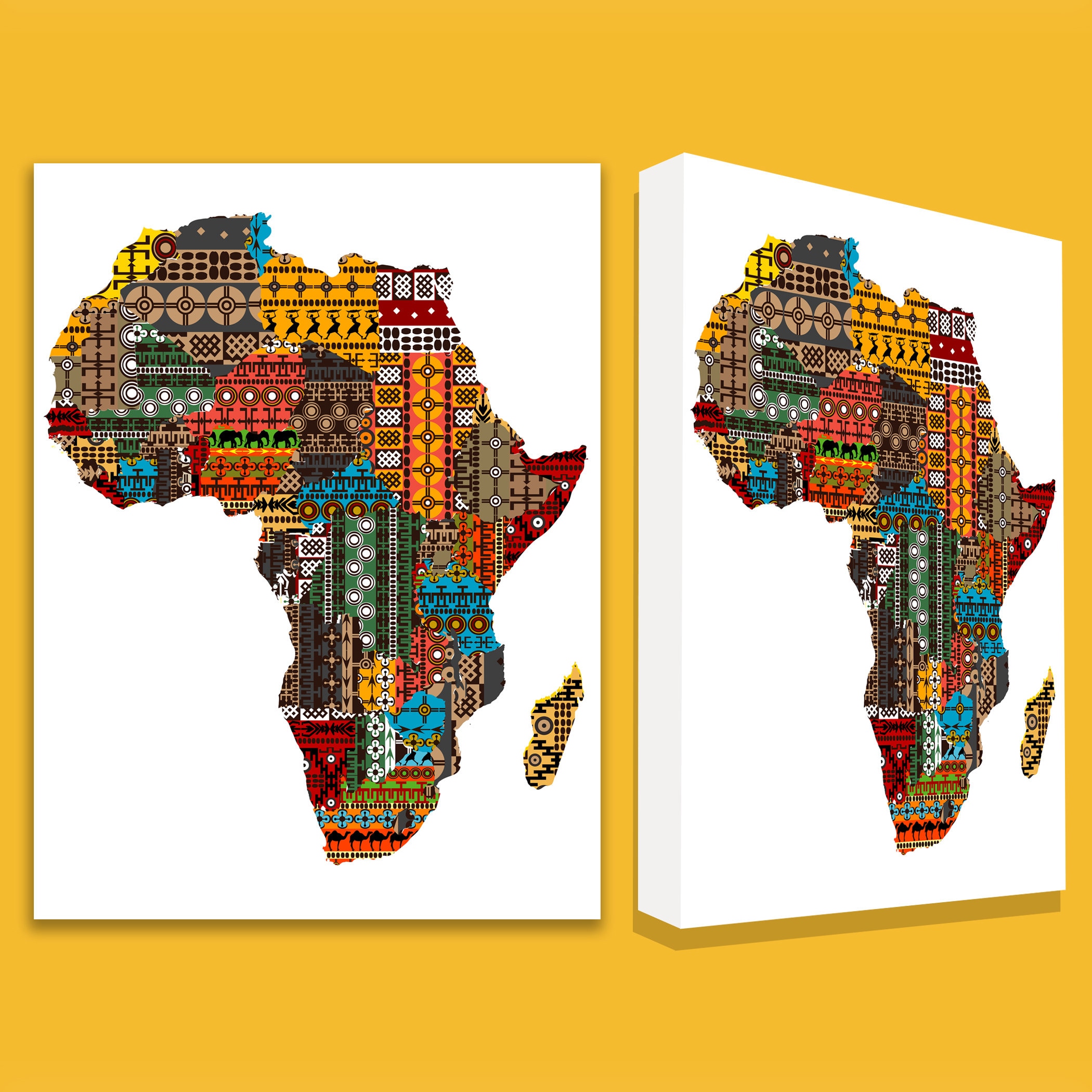 Map of Africa in Pattern Style Framed Canvas Print,wall Art,africa ...