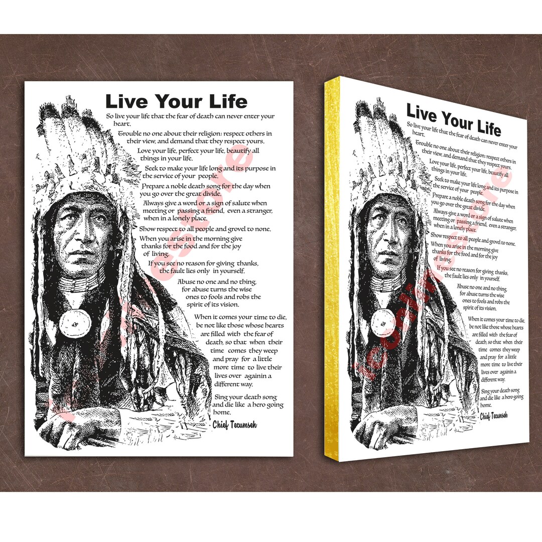 Tecumseh Poem Canvas Wall Hanging: Shawnee Chief, Motivational Art (11. ...