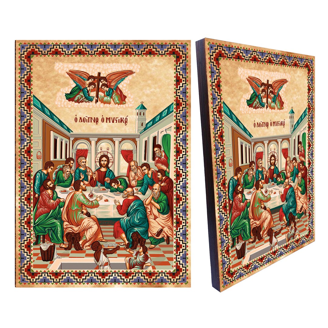 The Last Supper Wood Icon,mystical Supper, Greek Orthodox Icon ...